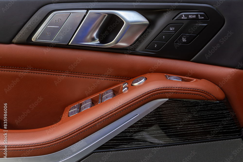 Novosibirsk, Russia - May 15, 2024: black BMW X7, Side door buttons ...