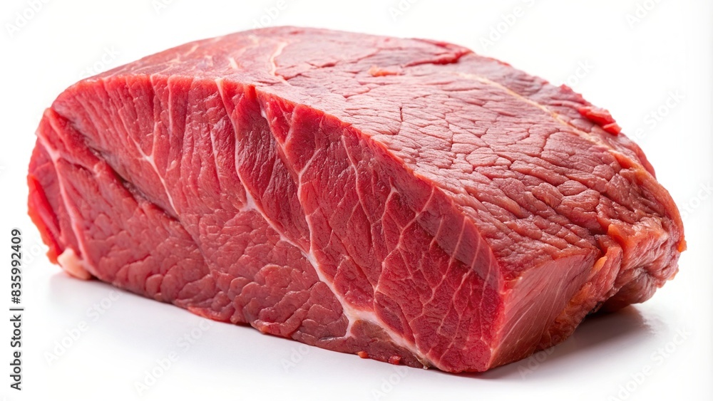 ภาพประกอบสต็อก Beef topside cut of meat isolated on a white background ...