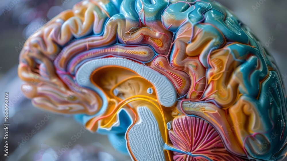 Focus on the vibrant colors and detailed anatomy of the nervous system ...