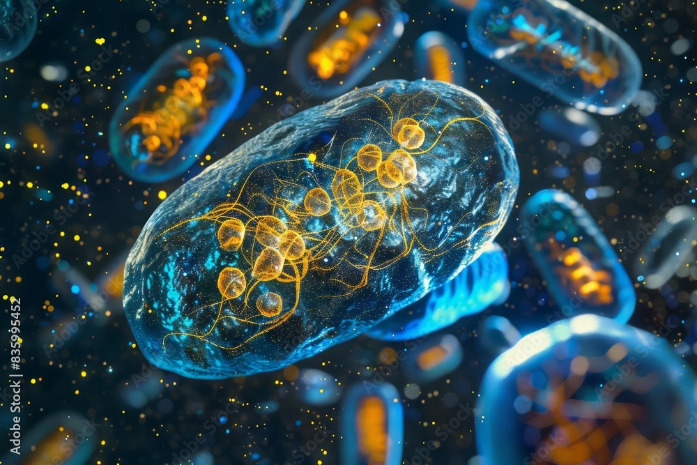 Intricate microscopic image of mitochondria in a cell, suitable for ...