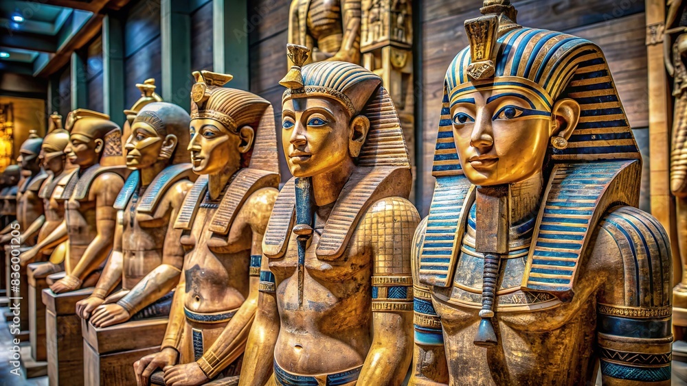 Ancient Egyptian statues of pharaohs in a museum , Egypt, history ...