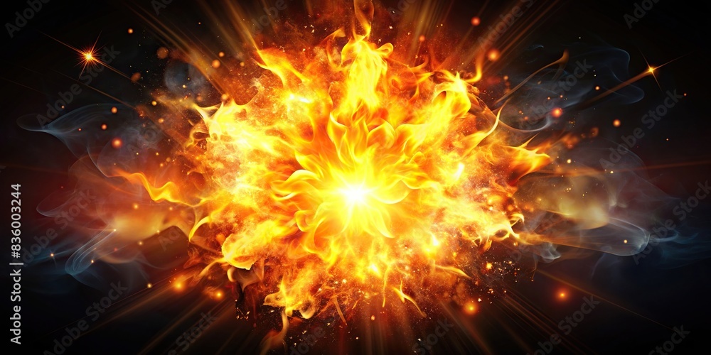 Fire effect background design with smoke effects, lighting, spark, and ...