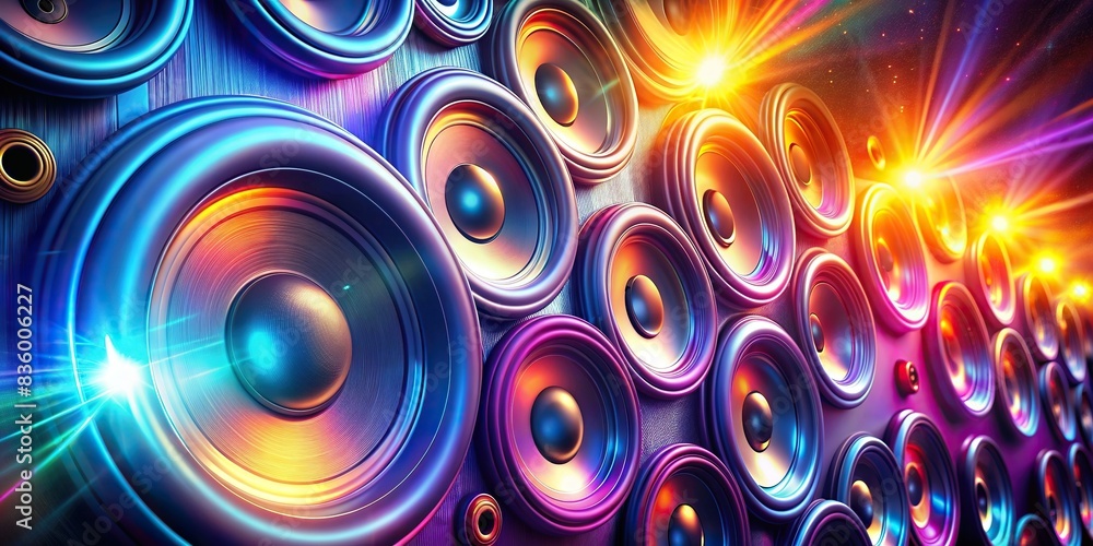 ภาพประกอบสต็อก Abstract hyper realistic music background with speakers ...