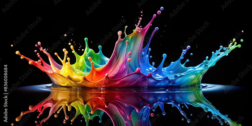 Liquid floating colorful, color splash in rainbow colors isolated on ...
