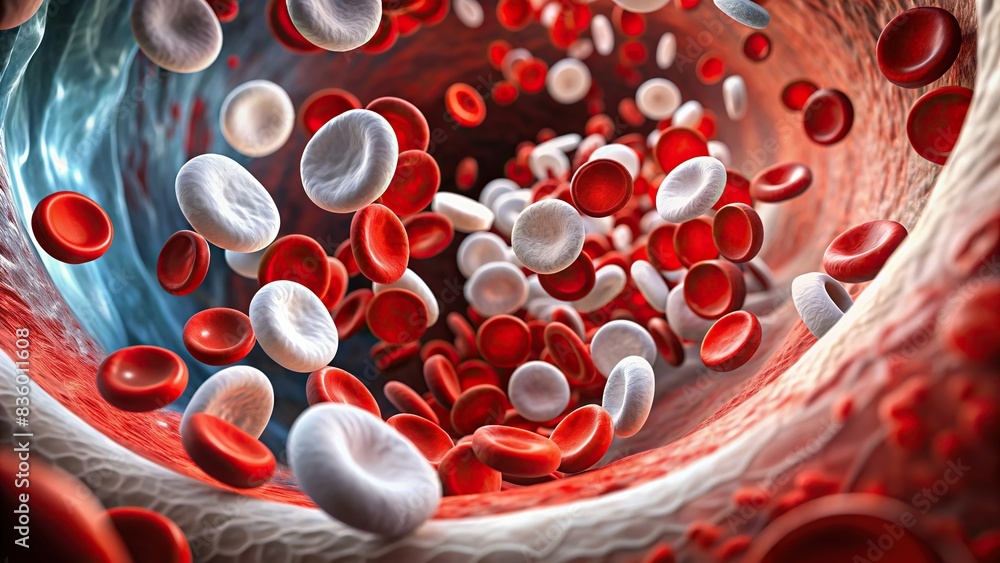 of red and white blood cells flowing through a vein on World Hemophilia ...