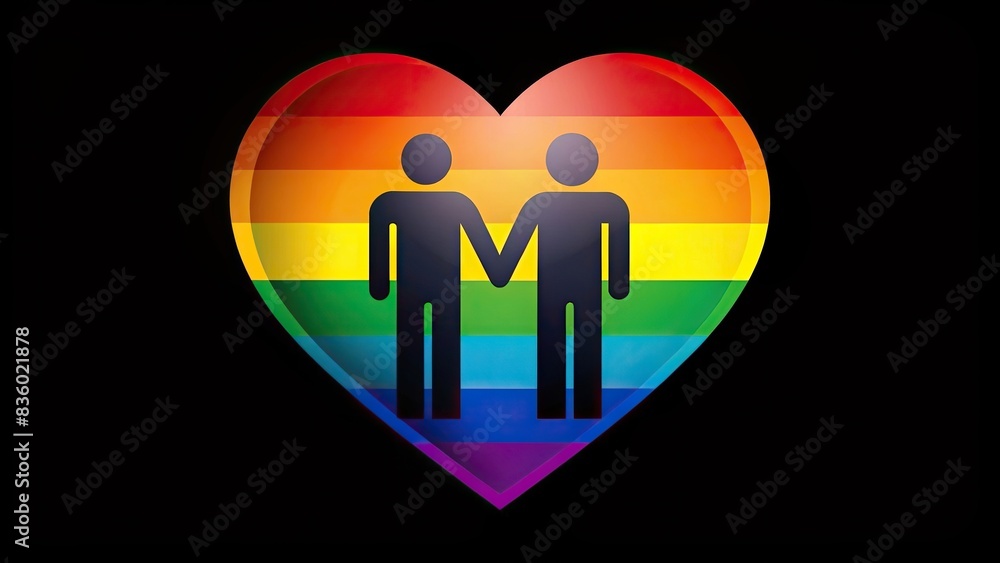 ภาพประกอบสต็อก LGBTQ+ pride symbol featuring two figures in a rainbow ...