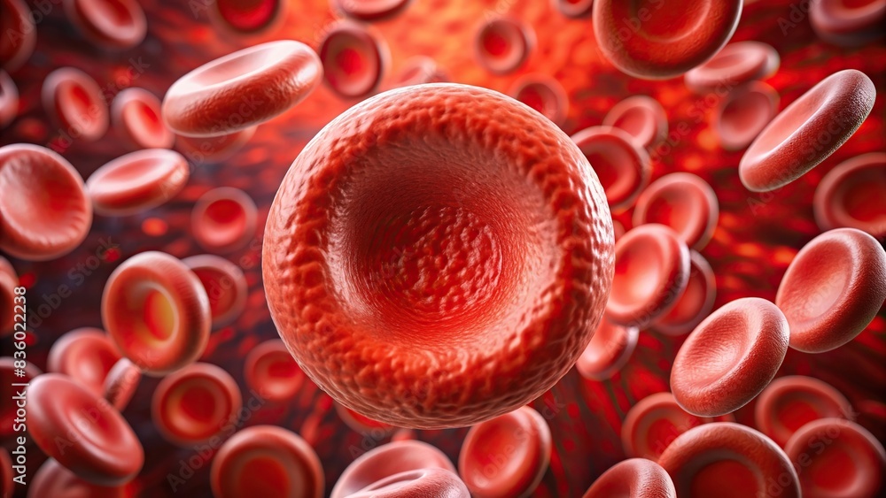 rendering of a red blood cell with copy space , blood cell, rendering ...