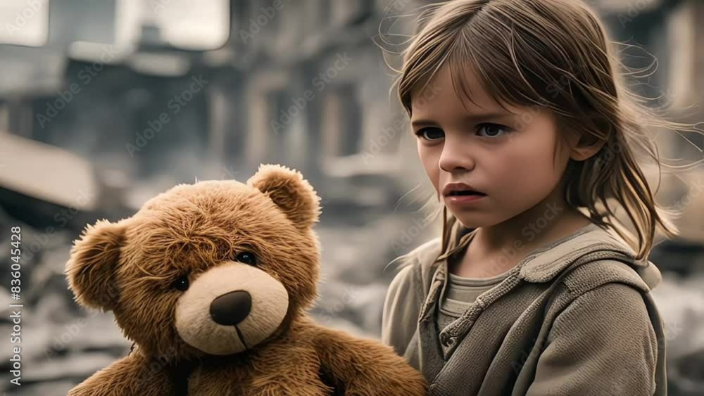 Desperate poor afraid boy and girl child crying standing holding old ...