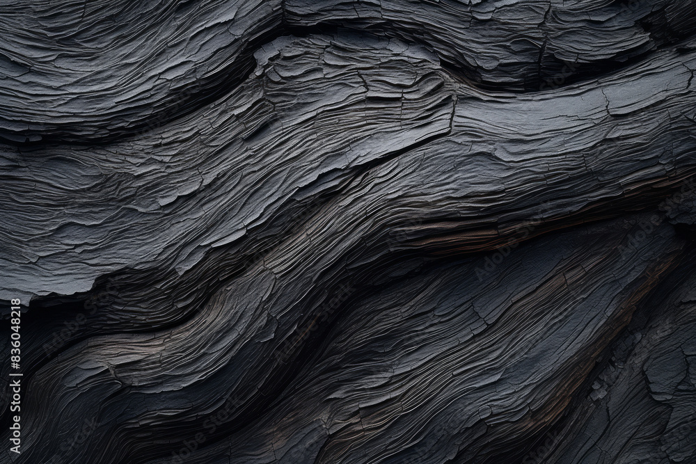 Processed collage of old black tree bark surface texture. Background ...