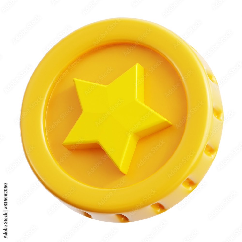 gold coin with star inside for game mone currency 3d icon assets ...