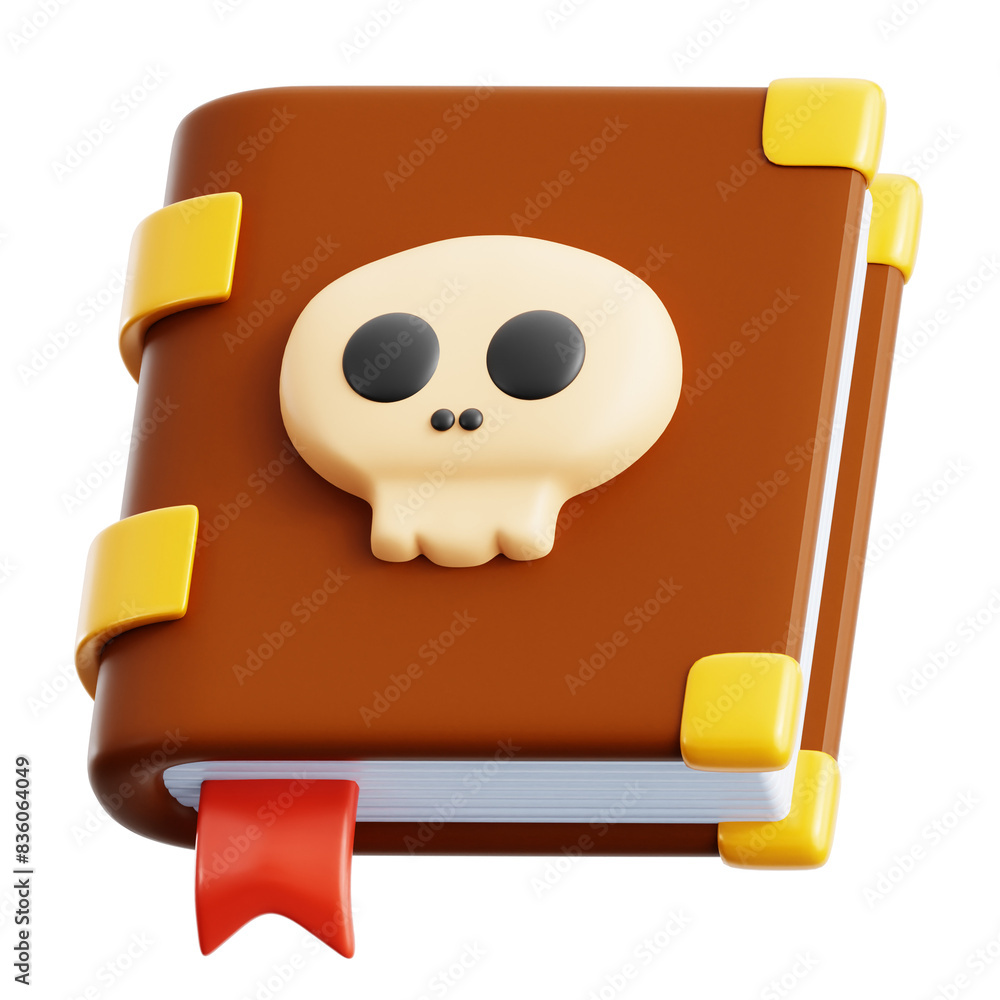 ancient old book closed with skull head mark symbol for deadly ...