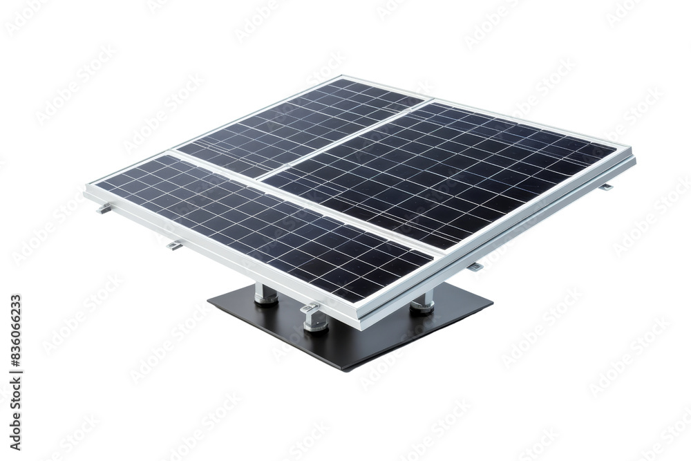 High-resolution image of a single solar panel on a transparent ...