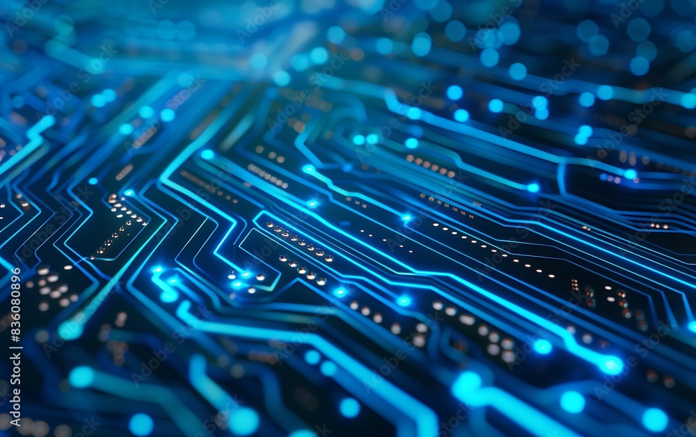 Electronic circuit tech background showing Internet network ...
