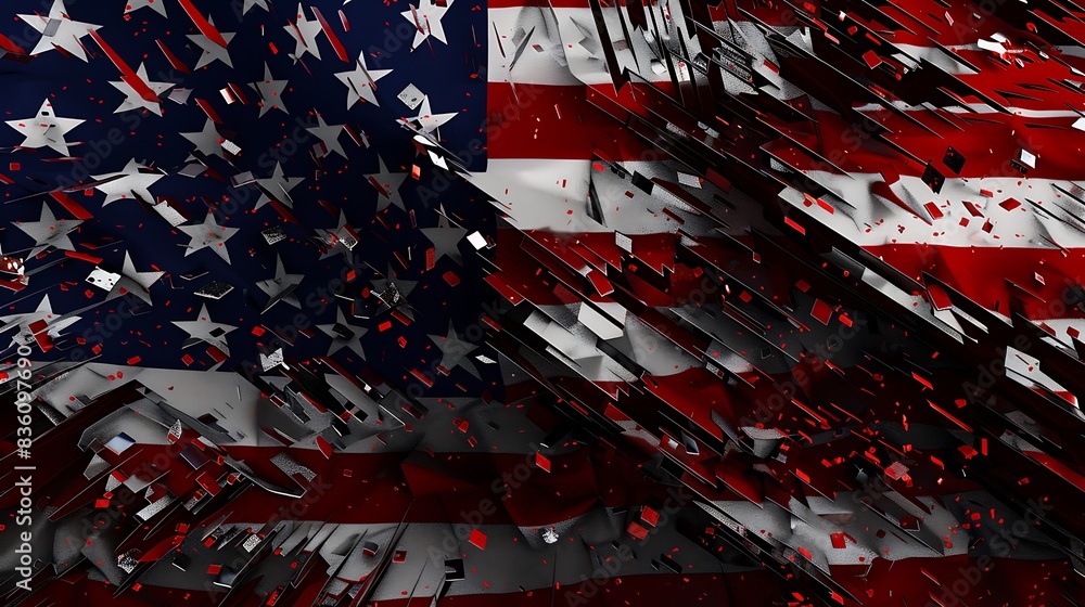 Abstract American flag image using circles and curves. To create a ...