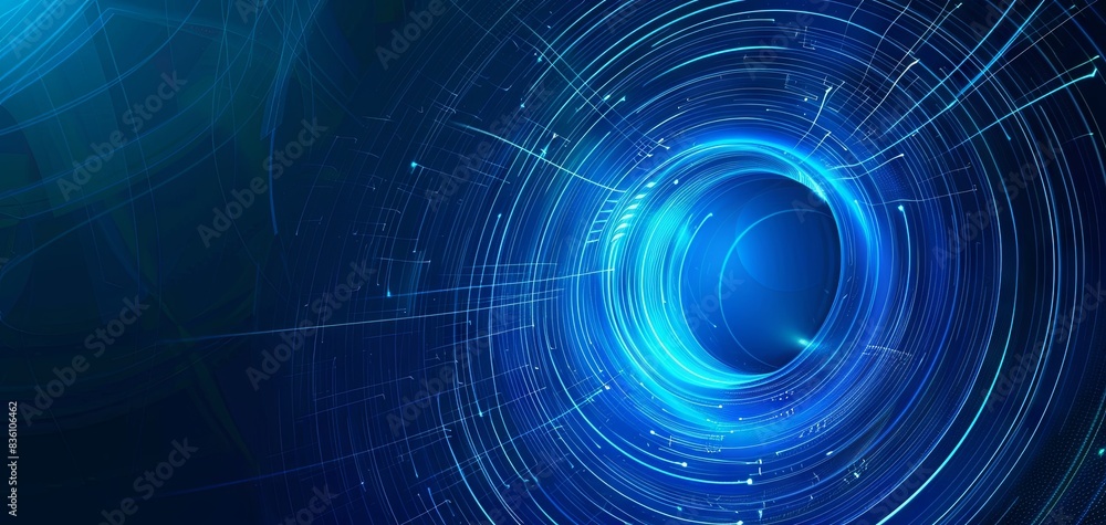 Blue technology background, with a blue gradient and light speed lines ...