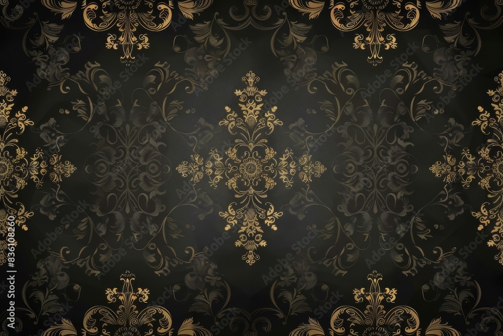Black and gold background with gold patterns and ornaments. The ...