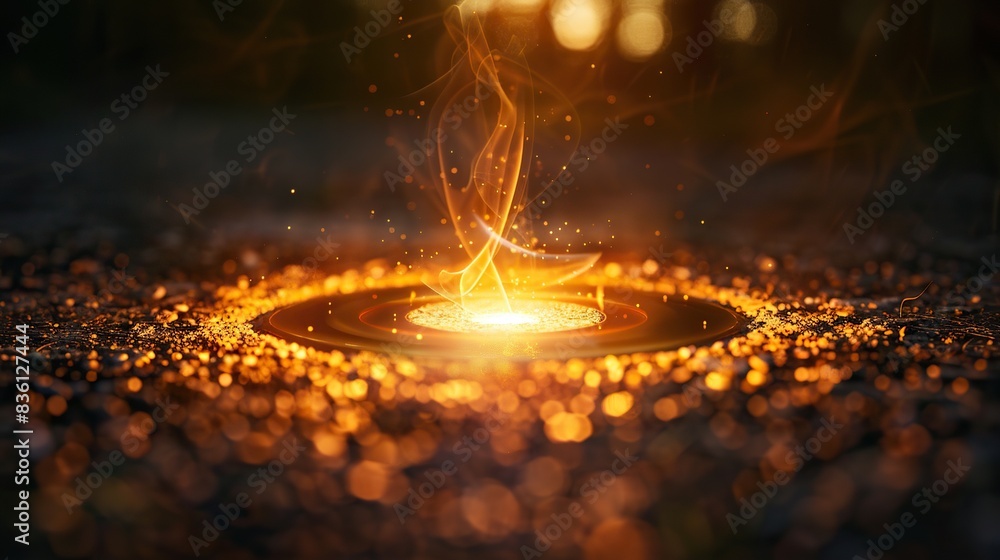 I'll imagine an image of a drop falling into a fire, creating a burst ...