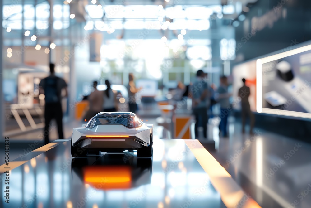 Prototype of groundbreaking product on display, selective focus ...