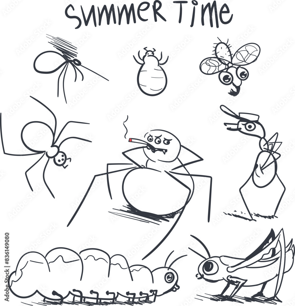 Cartoon set of poisonous and dangerous insects. Among them are a ...