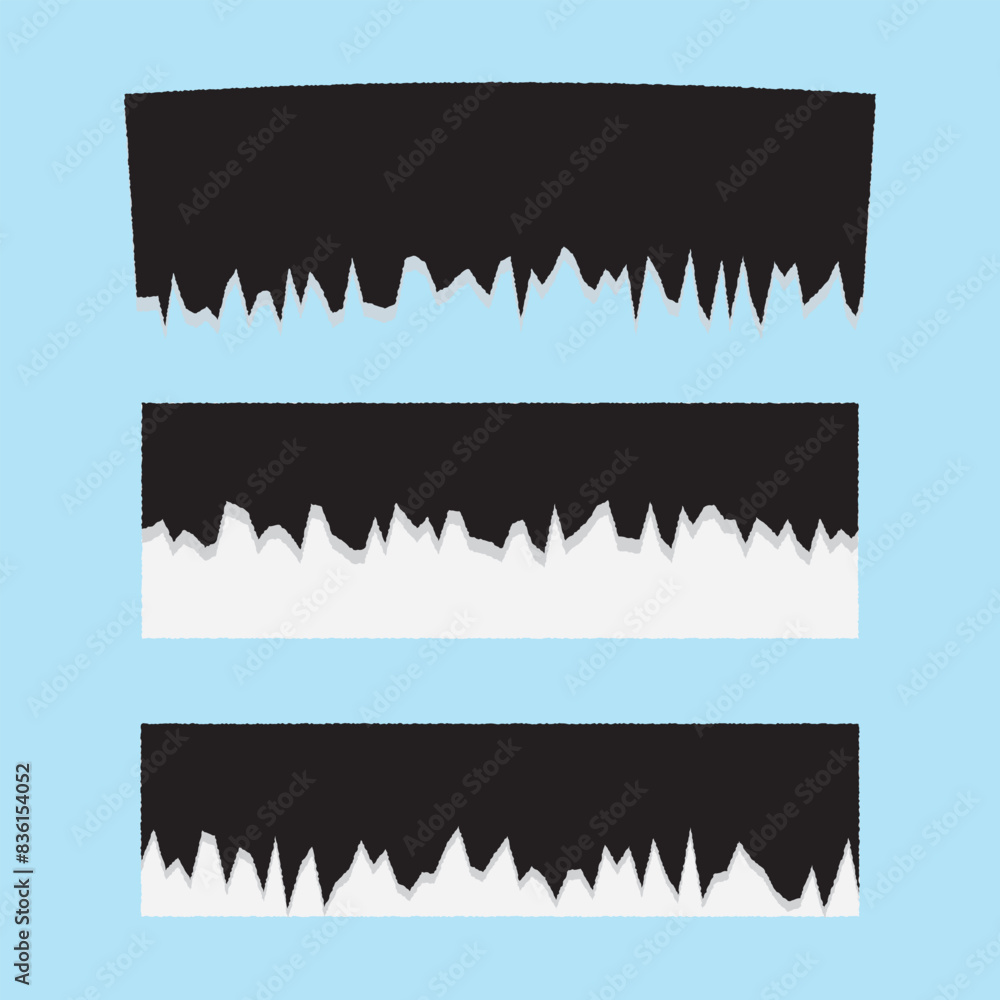 Torn and rip edge paper shape. Rough jagged rectangle frame for collage ...