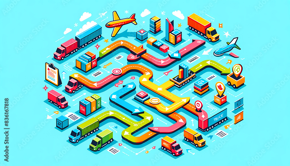 Colorful and Educational Flowchart of Transportation Processes: Sea ...
