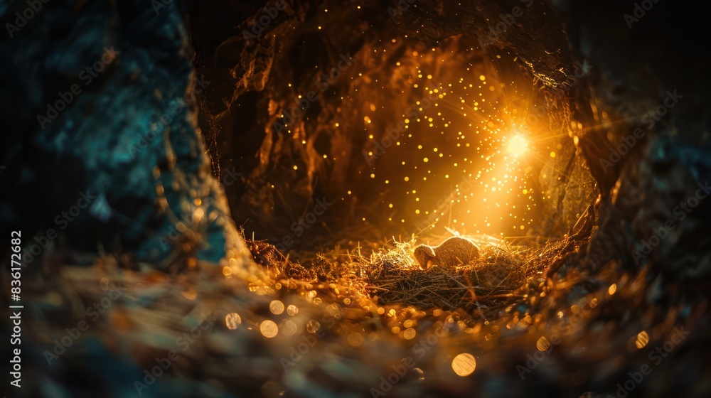 Nativity Scene: Anticipation of Jesus Christ's Birth in a Cave with ...