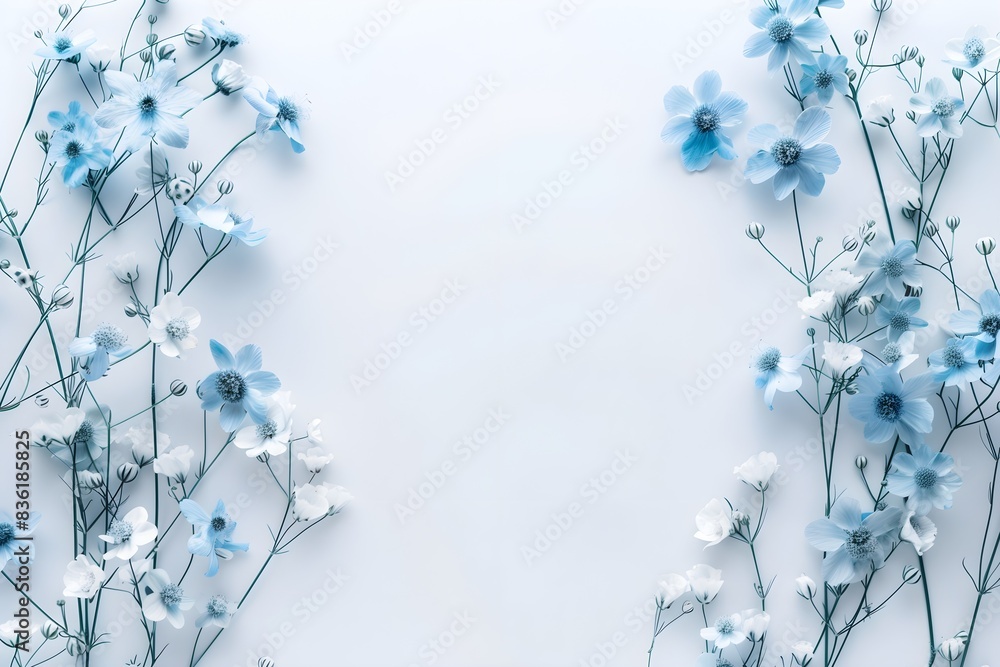 blue flower frame wedding invitation background pastel elegant design ...