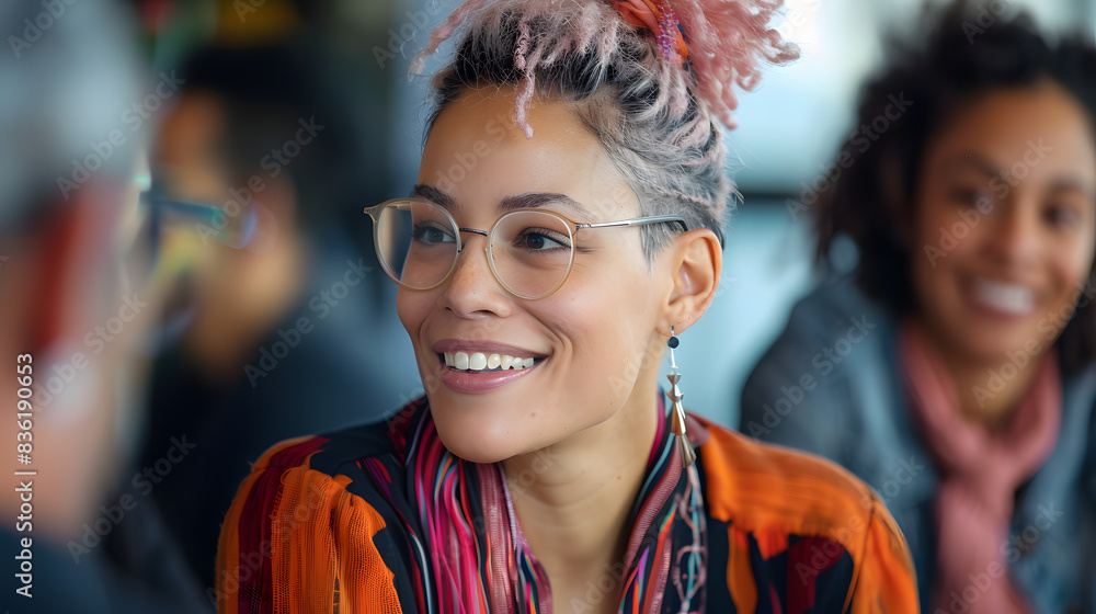 Portrait of LGBTQ WOMAN from various countries smiling in a meeting ...