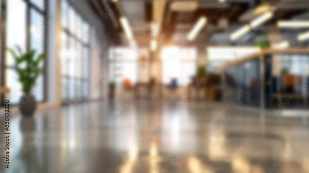 Blurred modern office space background. Bright, open, and empty modern ...