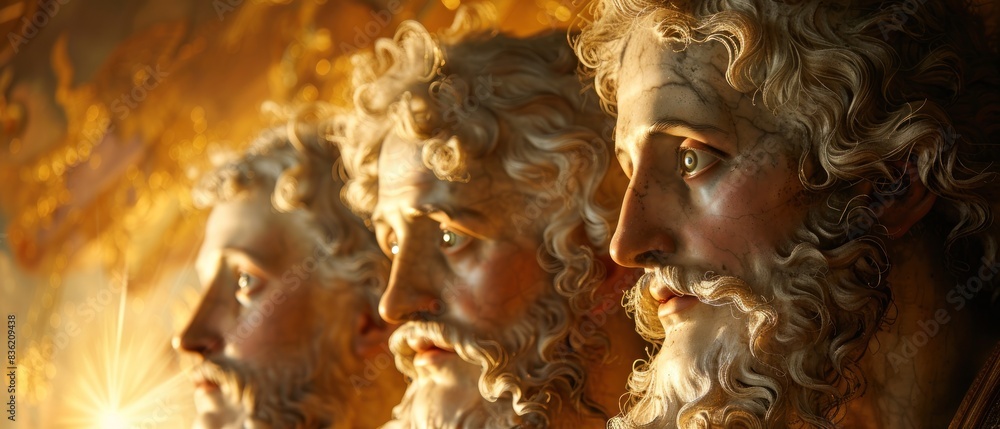 An exquisite 2D close-up of The Holy Trinity, presenting the Father ...