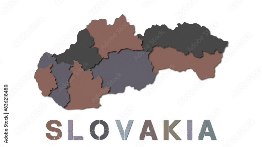 Slovakia map with paper regions. Animated country map growing from ...