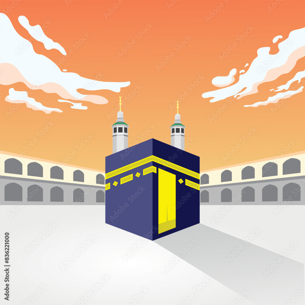 Vector kaaba in mecca saudi arabia for hajj and umrah poster design ...