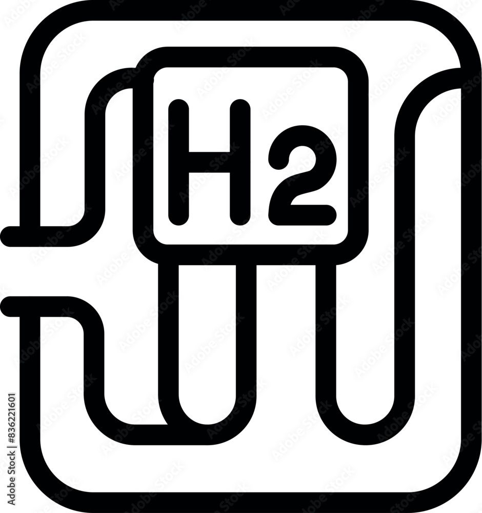 Hydrogen gas symbol icon with h2 molecule and periodic table element in ...