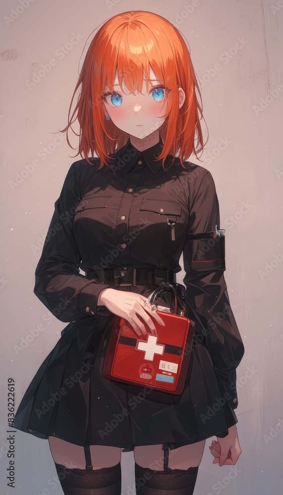 Modest and beautiful anime nurse girl doctor. Illustration of a female ...