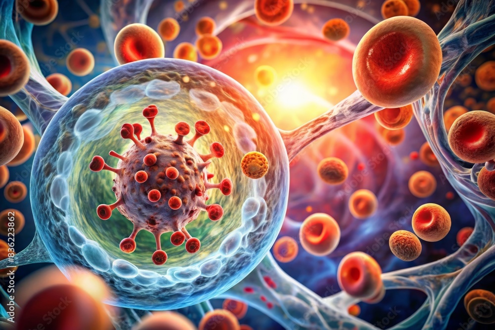 Cell disintegration and atom aggregation concept. Division explosion ...