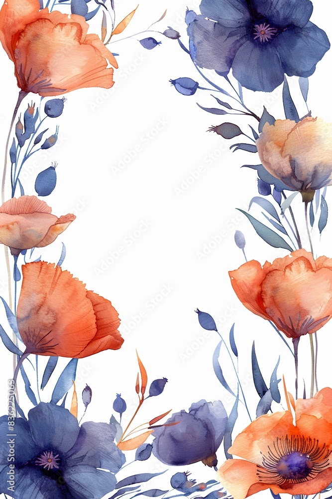 Watercolor Floral Border Design Stock Illustration | Adobe Stock