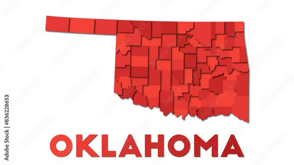 Oklahoma map showing regions. Animated us state map with title. 4k ...