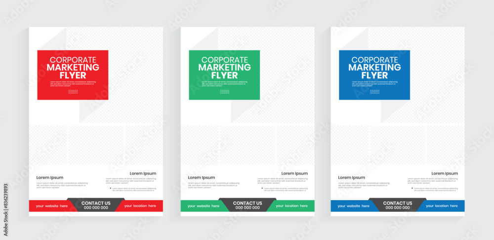 A4 marketing flier design. Set of fliers, flyer, leaflets, door hangers ...