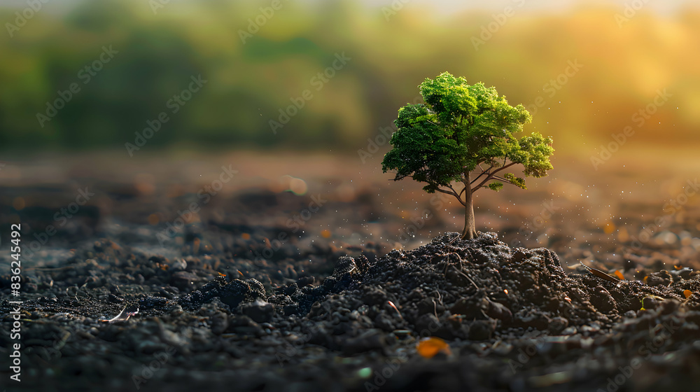 Photo realistic Tree with deforestation imagery: A tree s profile ...