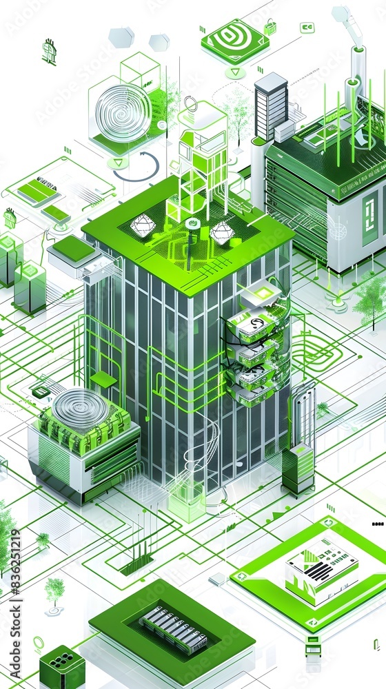 Futuristic Green Data Center Architectural Layout with Eco Friendly ...