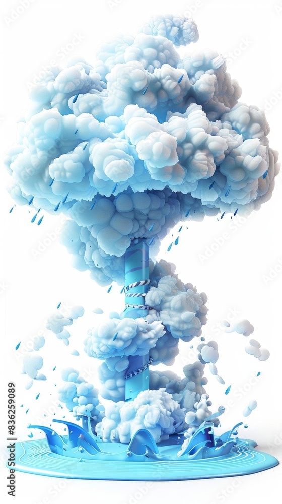 249 Stylized 3D cartoon extreme weather warning icons for tornadoes ...