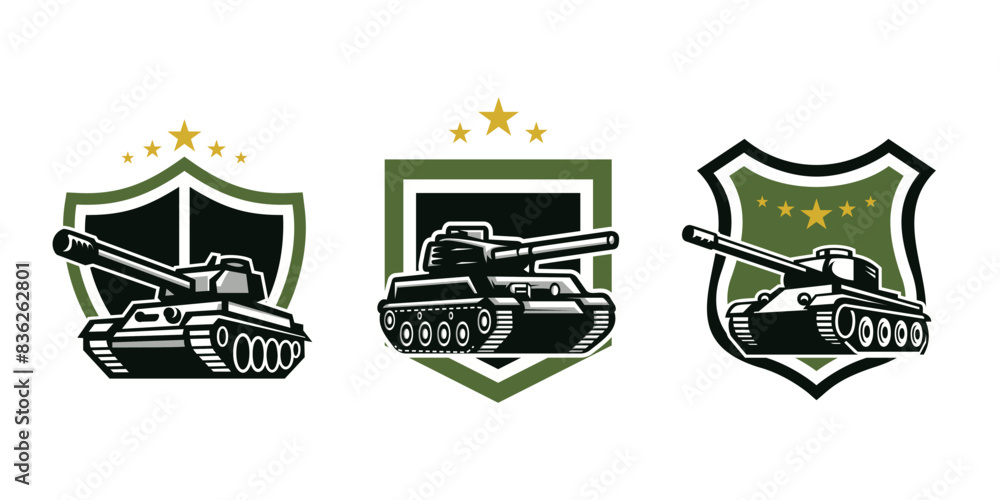 Battle tank Logo. Military Army Artillery Vehicle. War Battlefield ...