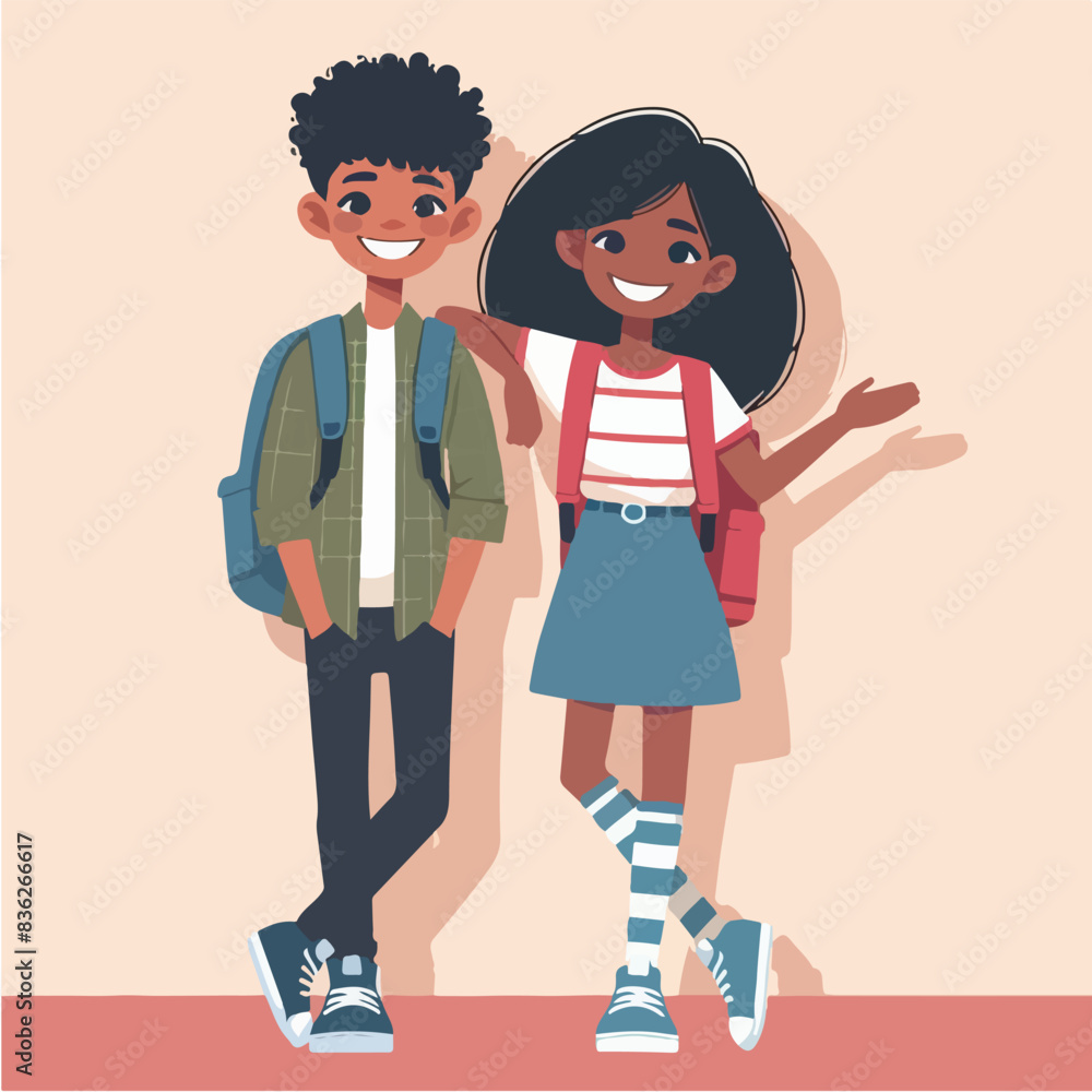 School character vector set. Back to school student 3d characters in ...