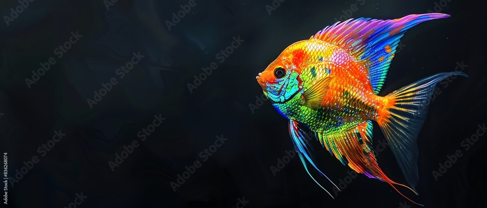 Rainbow Angelfish covered in rainbow fire apron, Gleaming rainbow ...
