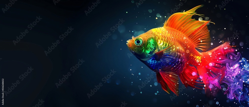 Rainbow Fish covered in rainbow fire apron, Radiant rainbow fish ...