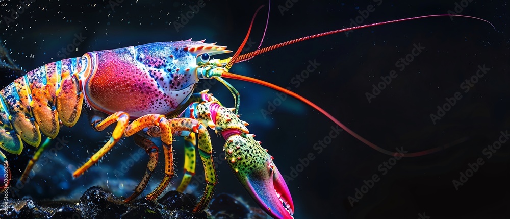 Rainbow Lobster covered in rainbow fire apron, Majestic rainbow lobster ...