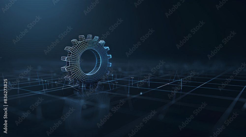 a gear on a dark blue background. the gear's intricate design, Stock ...