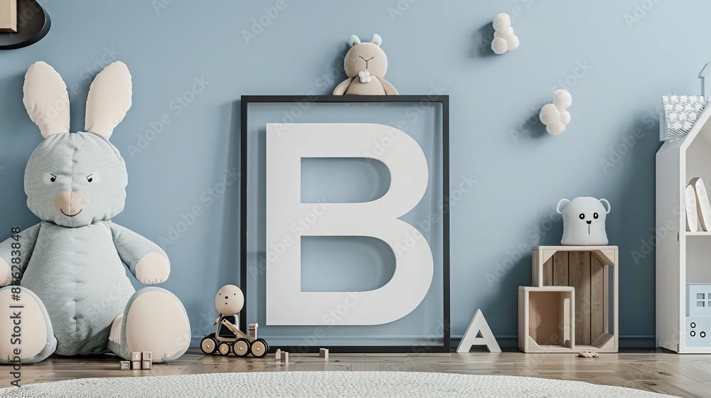 Elegant Black Frame with Bold Letter 'B' on White Background Hung Above ...