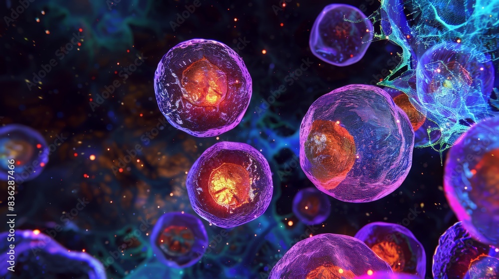 Stem cell potential: Visualize stem cells, highlighting their ability ...