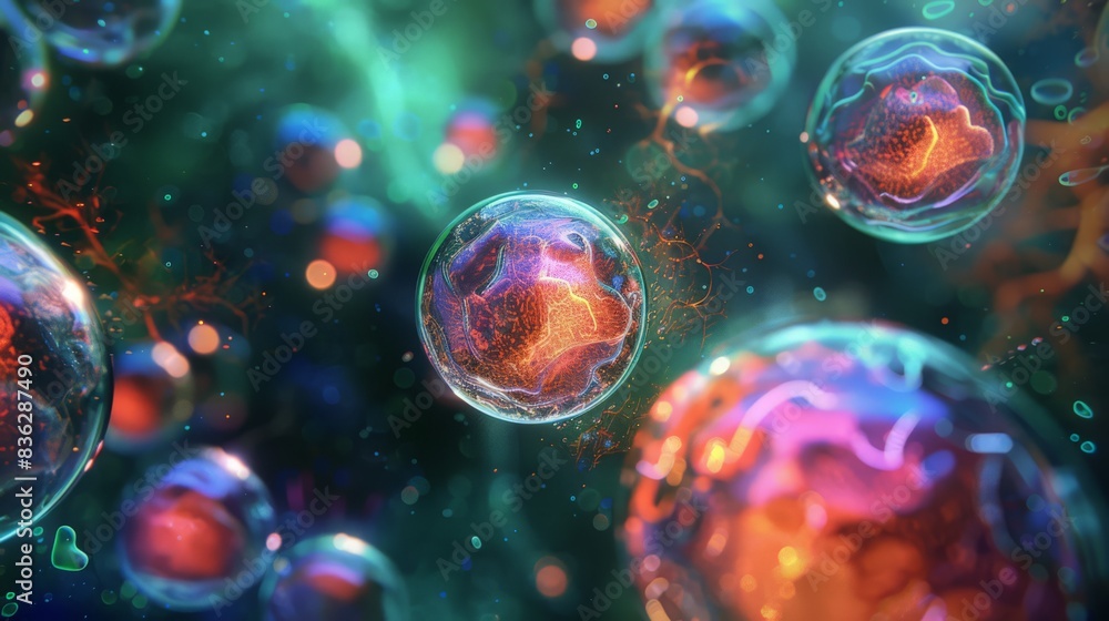 Stem cell potential: Visualize stem cells, highlighting their ability ...